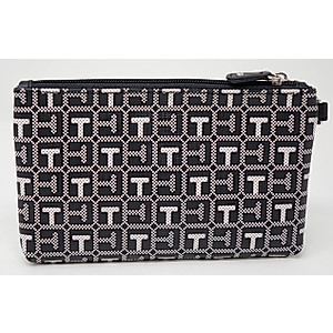 Tommy Hilfiger Women's Black White Logo Printed Medium Wristlet Wallet Clutch Bag