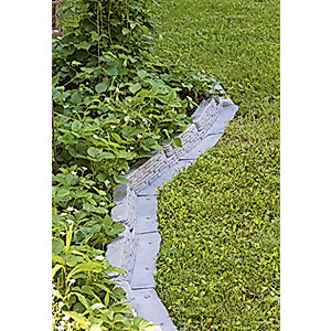 Emsco Group 2032HD Bedrocks Trim-Free Gray, 20 Feet – Natural Stacked Slate Design Garden Lawn Edging