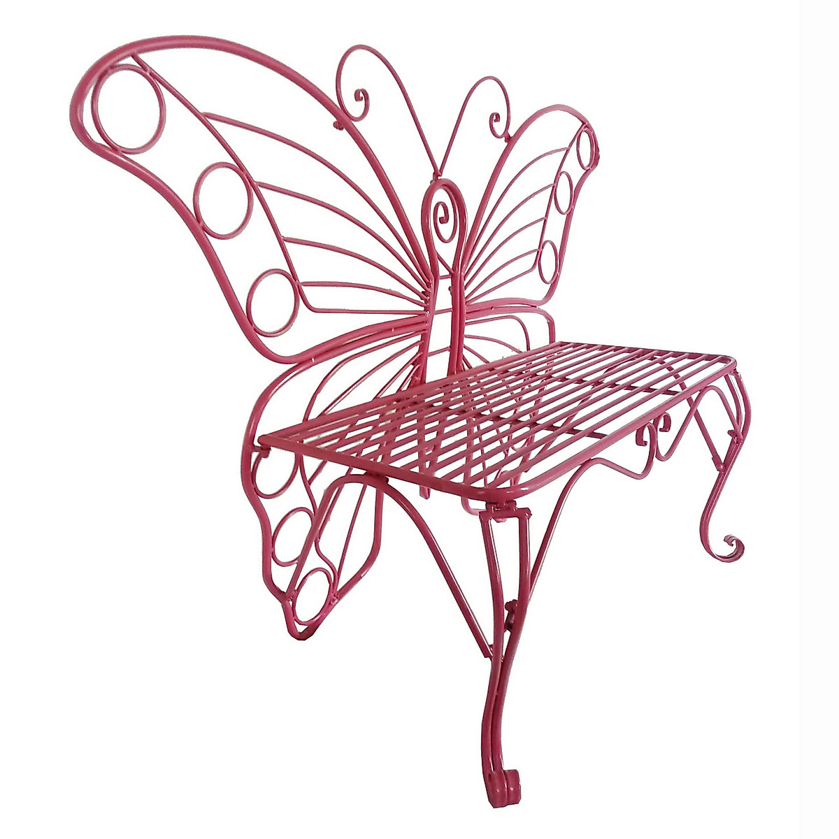 Hi-Line Gift Ltd. Pink Metal Butterfly Bench: Enchanting Outdoor Charm