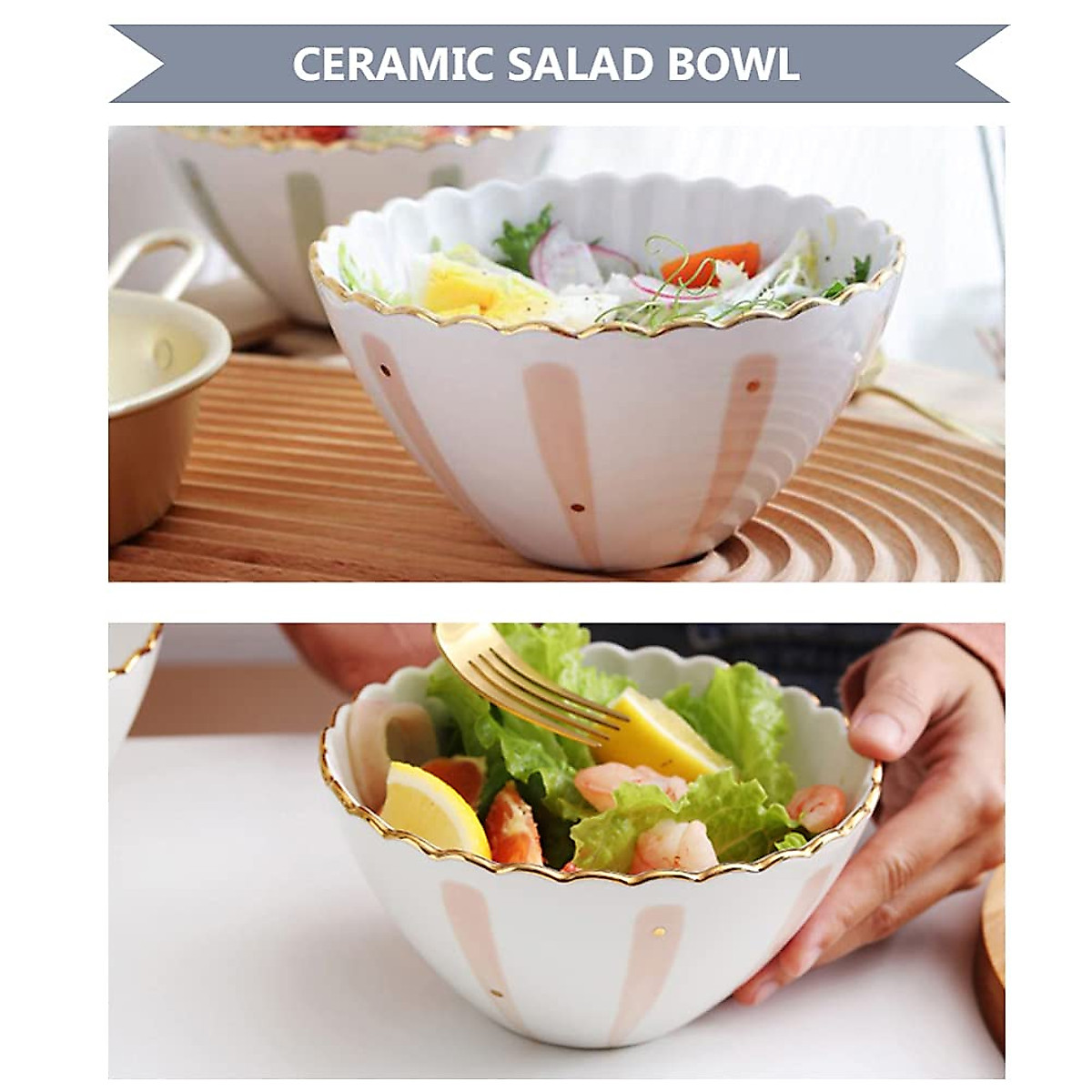 FRCOLOR Ceramic Fruit Bowl Porcelain Dessert Plate Bowl Flower Shaped Bowl Salad Bowl Dish Plate Kitchen Gadgets Pink