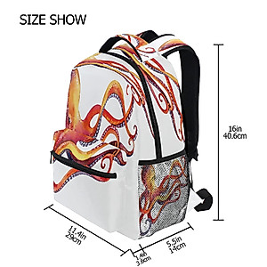 Sea Tentacle Nautical School Backpack for Teen Girls Boys Lightweight Student Backpack Travel Bookbag Laptop Casual Daypack