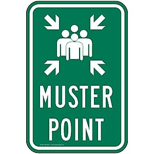 ComplianceSigns.com Muster Point Sign, Reflective Green, 18x12 Inch on 80 mil Aluminum for Emergency Response