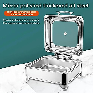 Electric Buffet Server,Food Warmer Tray, Adjustable Temperature, Portable Chafing Dish, Catering Buffet Serving Tray,Stainless Steel Material, 1 Slot, 2 Slots, 3 Slots Optional 1groove Square13L