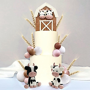 22 PCS Cow Cake Topper Farm Cow Cake Decorations for Baby Shower Cow Themed Girls Boys Birthday Party Decorations Supplies (Farm Cow)