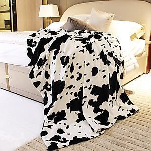 Cow Print Blanket Soft Fleece Flannel Lightweight Cozy Baby Blankets Warm Black and White Cow Throw Blanket Baby Seat Couch Bed Cow Bedding Baby Boys Girls Toddler Infant Newborn 40x50 inch