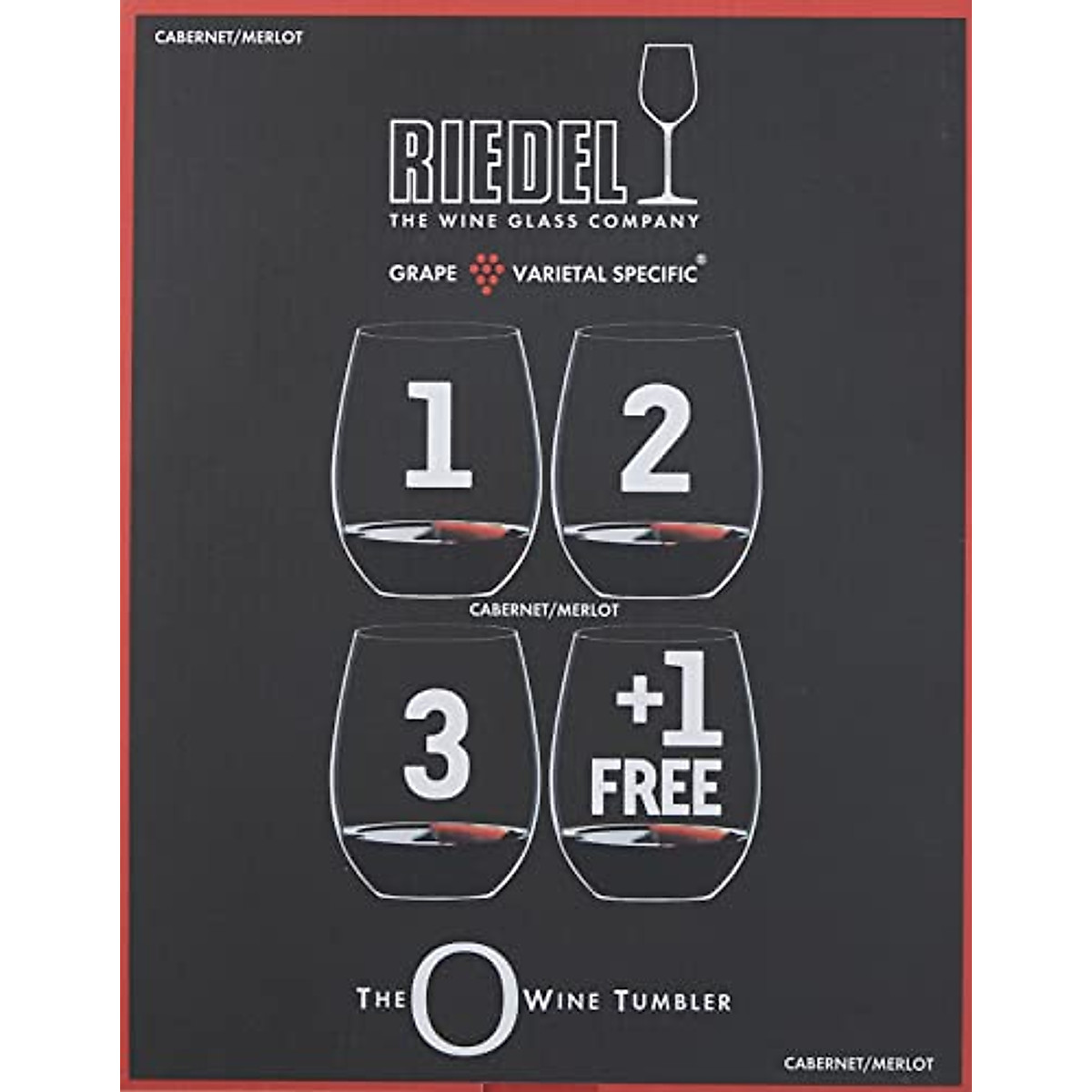 Riedel O Wine Tumbler Cabernet/Merlot, Set of 4, Clear -21 fluid ounces