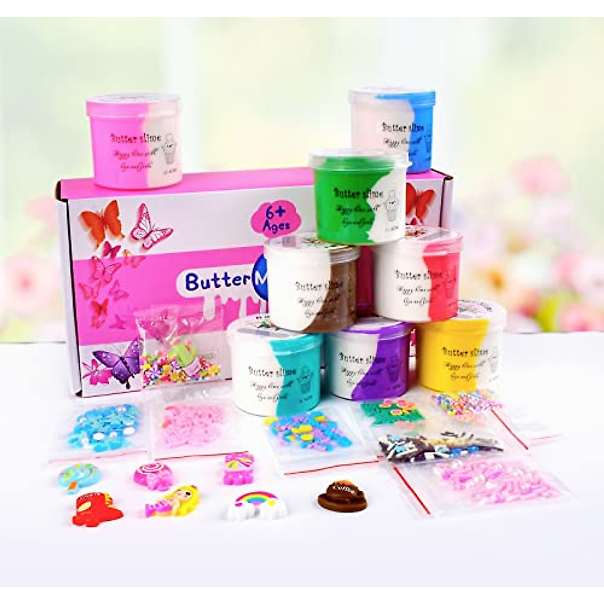 Butter Slime 8-Pack Case of Colors, Scented, Soft, Non-Sticky, Slime Kit Party Favors for Girls and Boys, Putty Slime Toys for Kids, Birthday, Classroom, Carnival Prizes, Basket Goodie Bag Stuffers