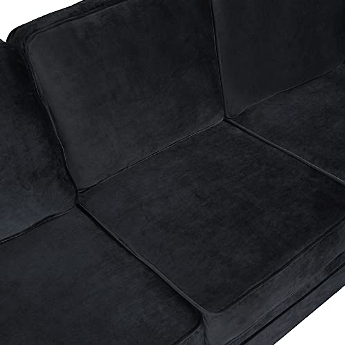 OMNIOF Modern Velvety Upholstered Sofa Couch with Scrolled Arm for Surviving Room Space, Reversible Sectioned Sofa (Color : Preto)