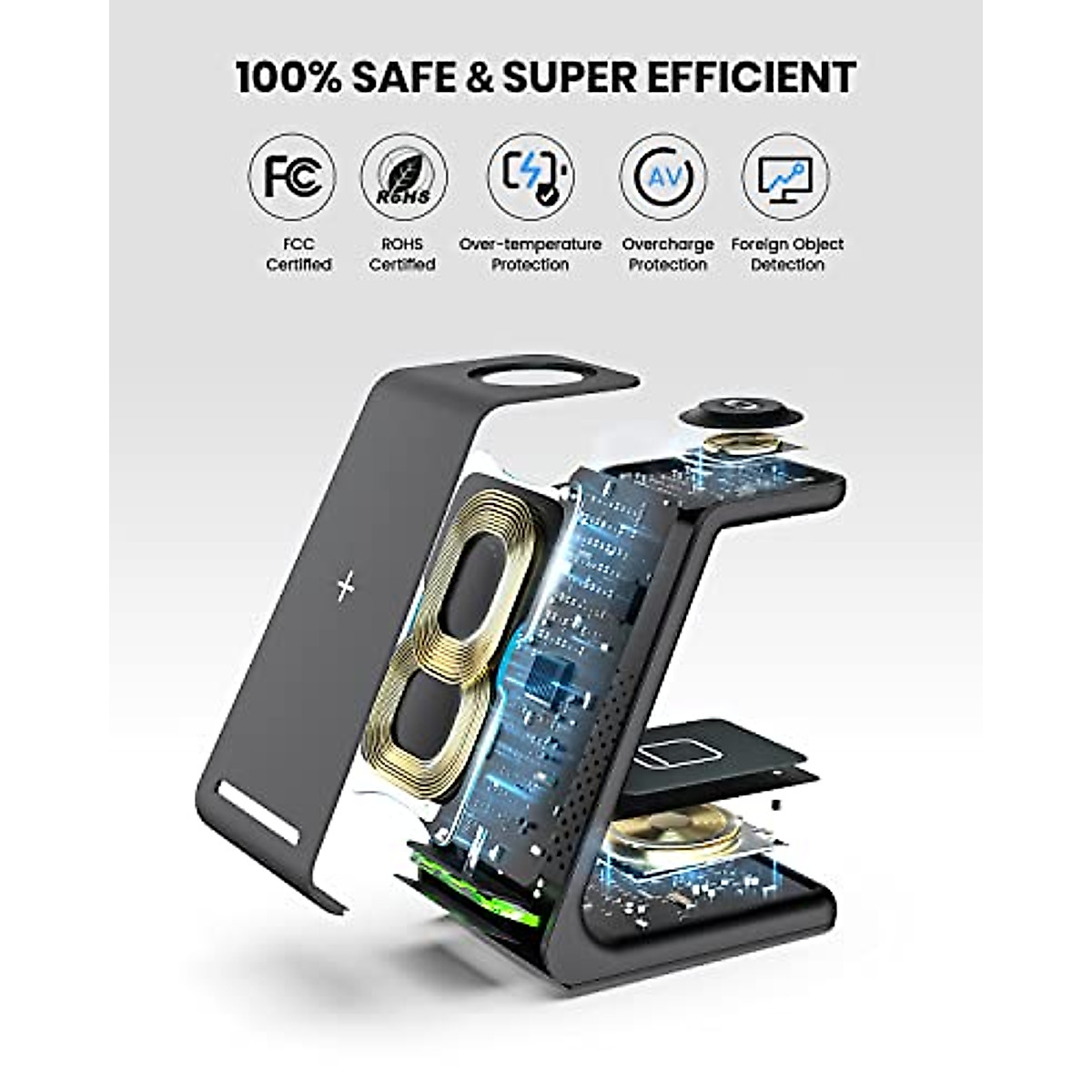 Wireless Charging Stand, GEEKERA 3 in 1 Wireless Charger Dock Station for iPhone 14 Pro Max/14 Pro/14 Plus/13/12/11/X/8 Series, Apple Watch Ultra/SE/8/7/6/5/4/3/2, AirPods Pro/3, Samsung Qi Phones