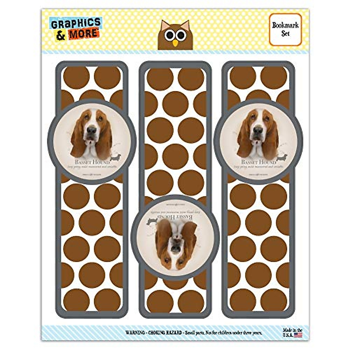 Basset Hound Dog Breed Set of 3 Glossy Laminated Bookmarks