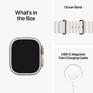 Apple Watch Ultra [GPS + Cellular 49mm] Titanium Case with White Ocean Band, One Size (Renewed Premium)