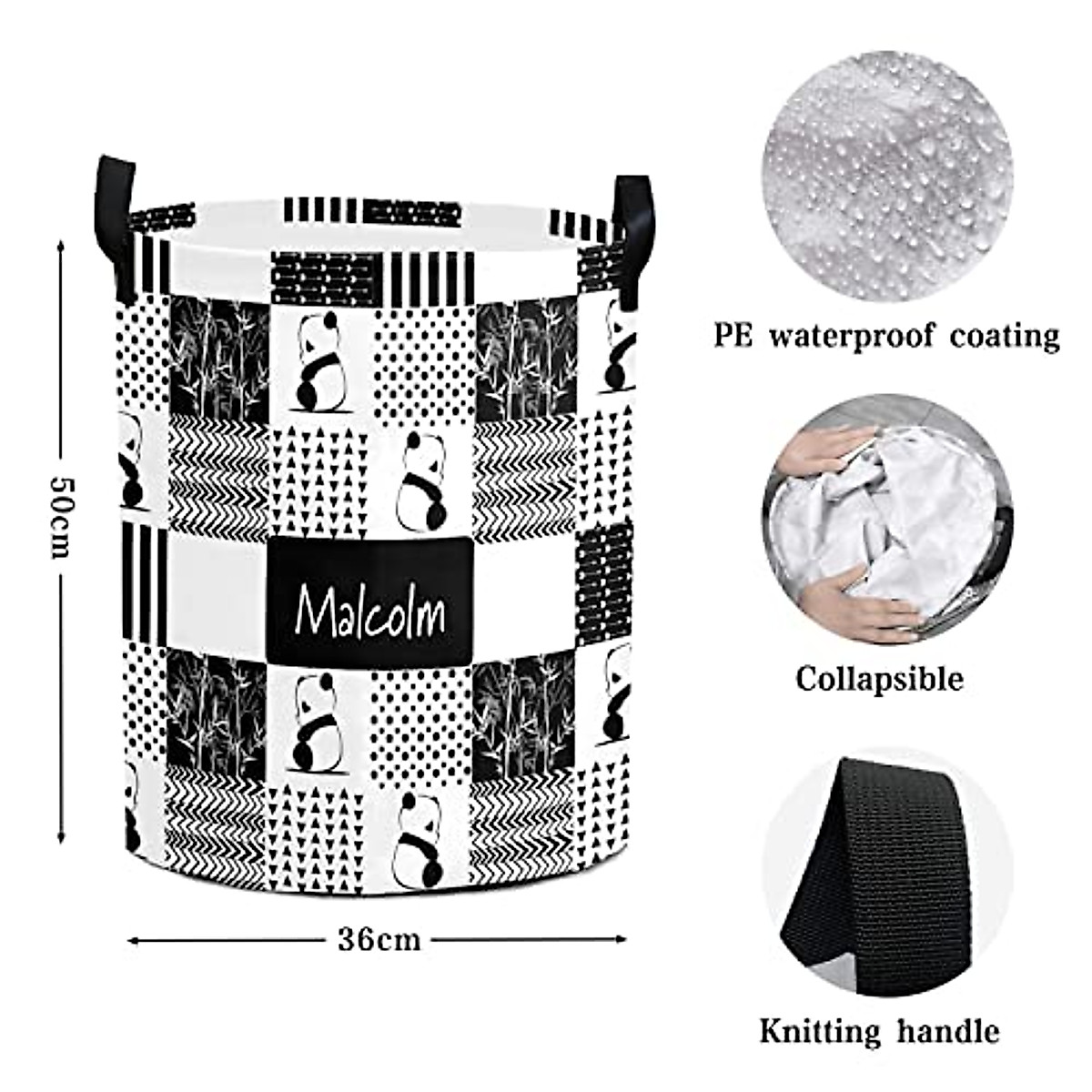 Patchwork Bear Tree Personalized Laundry Hamper with Handles Waterproof,Custom Collapsible Laundry Bin,Clothes Toys Storage Baskets for Bedroom,Bathroom Decorative Large Capacity 50L