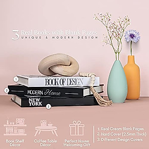 Set of 3 Decorative Books for Home Decor - XL Coffee Table Decoration Books - Best Display Books - Book Decorations - Modern Hardcover Book Stack - Fashion Designer Book Set - New York/Black/White