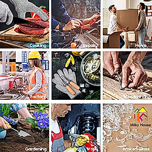 Milky House Oyster Shucking 4 Pieces Set, Oyster Shucker Opener Tool Oyster Shucking Knife with Level 5 Protection Food Grade Cut Resistant Gloves, XL