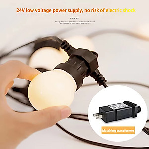 ENCHANT Outdoor String Light 43 FT Strand –LED Lights with 20 Bulbs (2 LED Chips Spare), Weatherproof Connectable Hanging for Patio Garden Bistro Café Night Party Decoration Warm White G50-G1