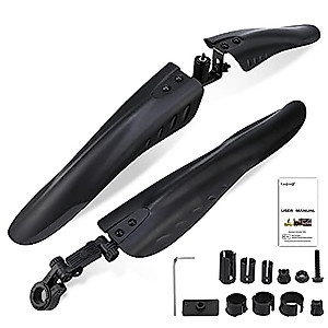 TAGVO Bike Fender Set, 3 Parts-Universal Full Cover Thicken Widen Bicycle Mudguard Set Mountain Bike Front and Rear Mud Guard Portable Adjustable Bike Fender Mudflap for MTB Mountain Road Bike