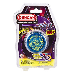Duncan Toys Pulse LED Light-Up Yo-Yo, Intermediate Level Yo-Yo with Ball Bearing Axle and LED Lights, Clear/Blue