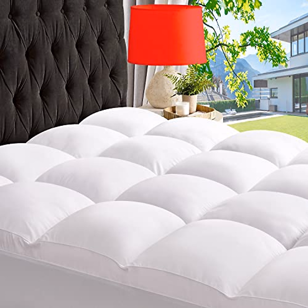 ABENE Queen Mattress Topper for Back Pain Relief, Extra Thick Mattress Pad Pillowtop, Soft Mattress Protector Cover with 8"-21" Deep Pocket, Overfilled Down Alternative Filling