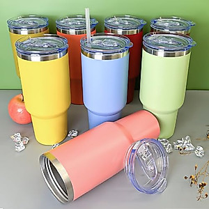 YOUKE OLA 8 Pack Tumblers 40oz Stainless Steel Insulated Large Tumbler Bulk Coffee Travel Cups Powder Coated for Laser Engrave (Mutil Colors)