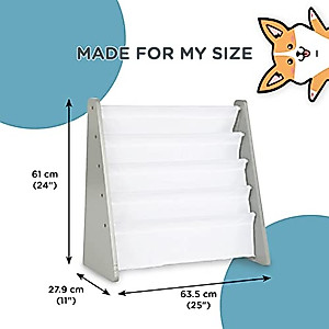 Humble Crew, Grey/White Kids Book Rack Storage Bookshelf, 4 Tiers
