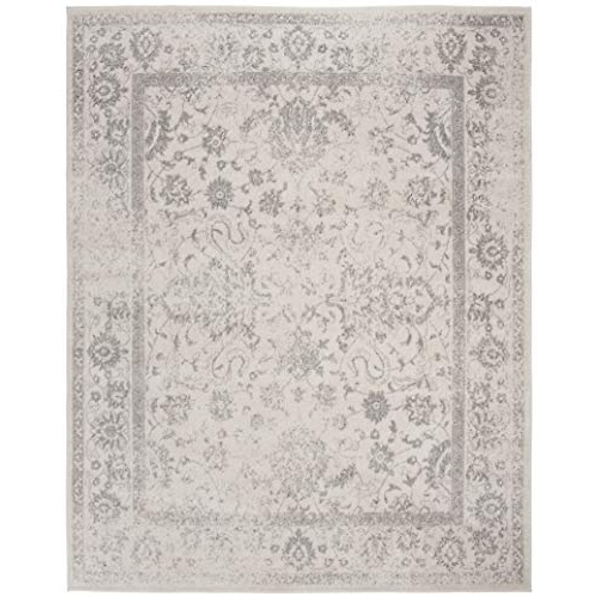 SAFAVIEH Adirondack Collection 10' x 14' Ivory / Silver ADR109C Oriental Distressed Non-Shedding Living Room Bedroom Dining Home Office Area Rug