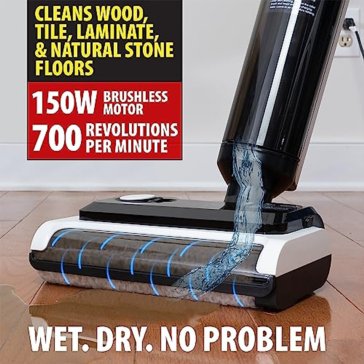 Deco Home 220W Wet/Dry All-in-One Vacuum and Hard Floor Cleaner, Cordless Battery with Self-Cleaning Charging Dock, 3 Smart Programs, Digital Display