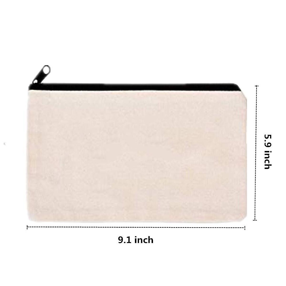 LifeUnite 10 PCS Canvas Makeup Bag Cosmetic Pouch Blank Zipper Bag-9.1 × 5.9 inch