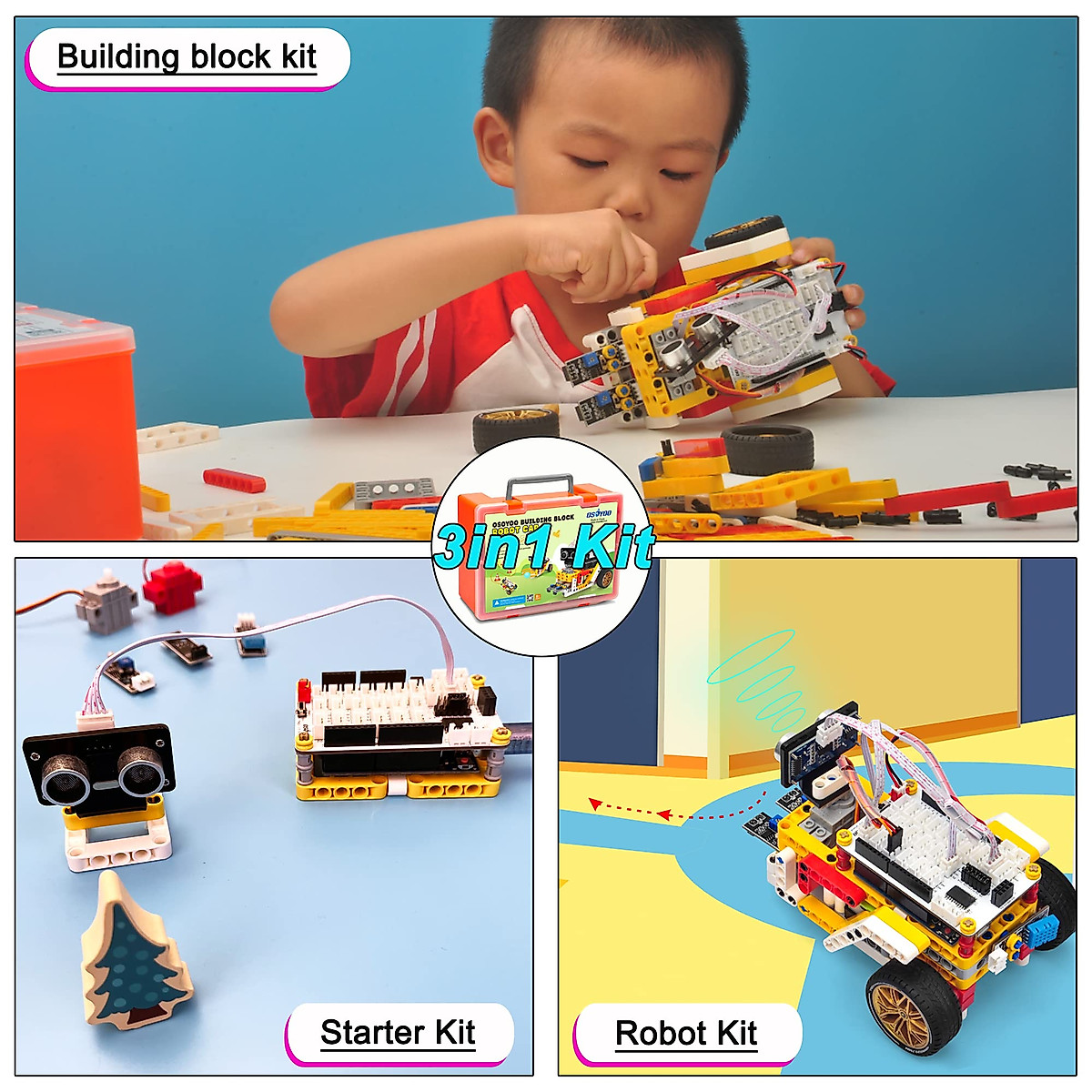 OSOYOO Building Block Robot car kit for Arduino as STEM Toy Gift for Kids Teenagers Adults to Learn Program Electronic Circuits, WiFi IOT Mechanical