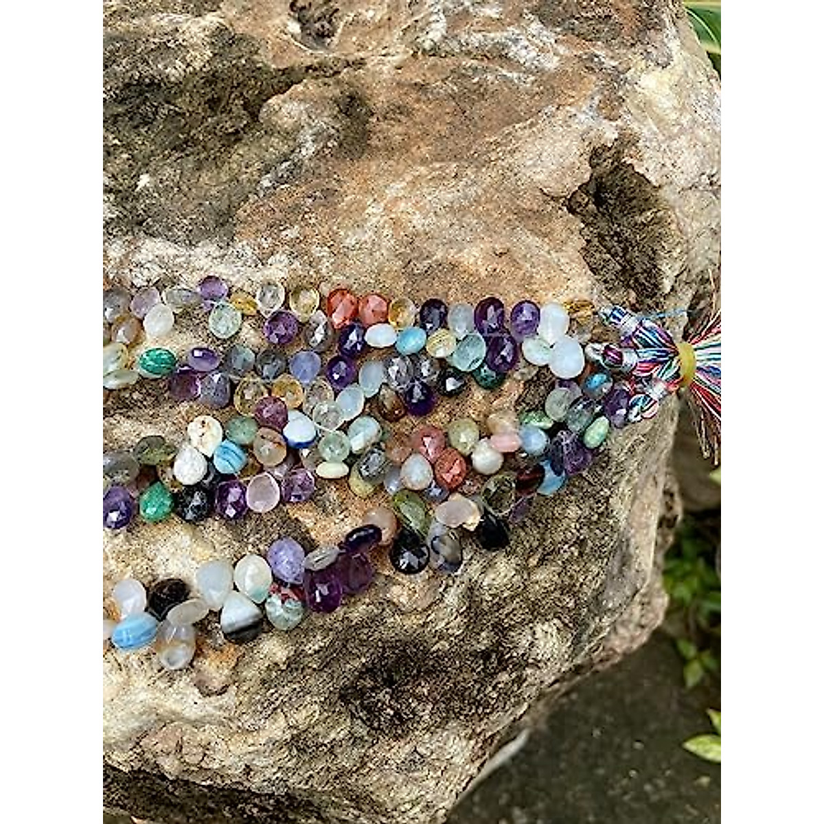 Natural Natural Multi Gemstone YGN-Drops- Faceted Beads 8×10mm 8 inch Long String Jewelry Making Gemstone Beads for Necklace Bracelet