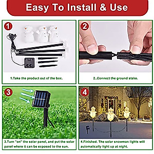 Solar Christmas Lights Outdoor, Set of 3 Snowman Solar Powered Christmas Decorations, Waterproof Pathway Stake Lights for Patio, Yard, Garden, Lawn Christmas Winter Decor (Warm White) (Set of 3)