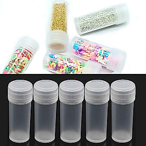 Transparent Plastic Pill Powders Capsules Bottle 5ML Small Parts Holder Bottle Mini Test Tube Vials Sample Bottle Diamond Painting Accessories Storage Container Lab Sample Collection (100Pcs)