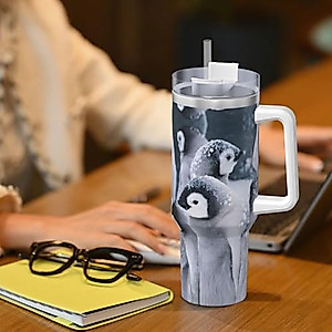 HULIBIN Cute penguin1 Print Double Deck Stainless Steel Travel Coffee Cup With Lid 40 Oz Ice Bully Cup