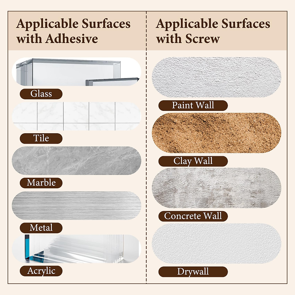 HOMEBROS Coat Rack Wall Mount, Black Metal Coat Rack with 5 Coat Hooks Heavy Duty Adhesive Coat Hanger Hooks Bag Hat Towel Rack for Entryway Bathroom Garage RV 2 Mount Ways