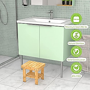 Wooden Step Stool for Kids Adults Small Wood Shower Foot Rest Stool Shaving Legs Potty Stool for Bathroom Sink Bed Kitchen