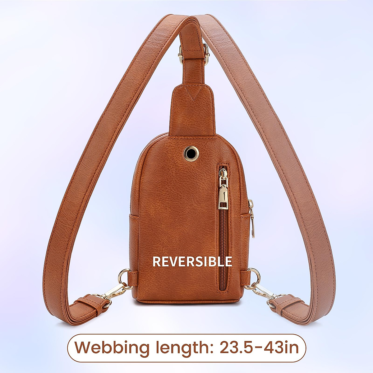 Hvjcez Small Sling Bag for Women Waterproof Vegan Leather Crossbody Fanny Pack Chest Bag for Women Trendy Crossbody Purse for Travel Gift Brown