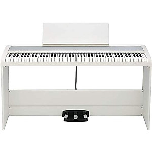 Korg B2SP Digital Piano - White Bundle with Furniture Stand, Three-Pedal Unit, Bench, Instructional Book, Austin Bazaar Instructional DVD, and Polishing Cloth