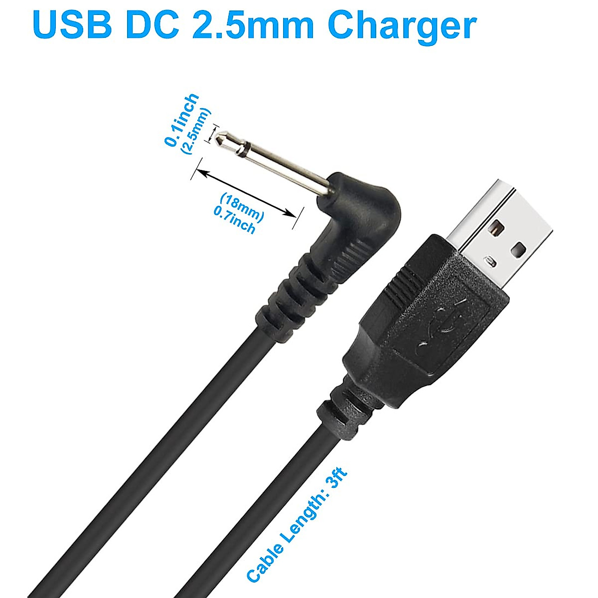 SCOVEE DC Charging Cable | USB Charger Cord,2.5mm USB DC Charger Cord Replacement,Fast USB DC Charging Cord,5v DC Charger Cable Wire 3ft