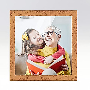 10x10 Frame Beige Real Wood Picture Frame Width 1.25 Inches | Interior Frame Depth 0.5 Inches | Mastic Distressed Photo Frame Complete with UV Acrylic, Foam Board Backing & Hanging Hardware