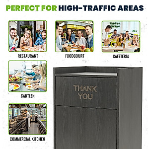 Alpine Restaurant Trash Can Cabinet - Commercial Trash Can 40 Gallon, Garbage Receptacle Indoor with Tray Holder for Restaurants, Cafeterias (Espresso Black)