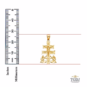 14k Yellow Gold Religious Cross of Caravaca Pendant