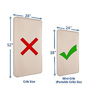 TL Care Waterproof Fitted Porta/Mini Crib Mattress Protector, Quilted Cotton and Noiseless Mini Crib Pad Cover, White, 38" x 24"