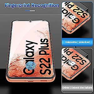 UniqueMe [2+3 pack] Compatible with Samsung Galaxy S22 Plus/S22+Plus 5G Screen Protector Tempered Glass and Camera Lens Protector with Installation Frame, [9H Hardness] [ Support Fingerprint Unclock]