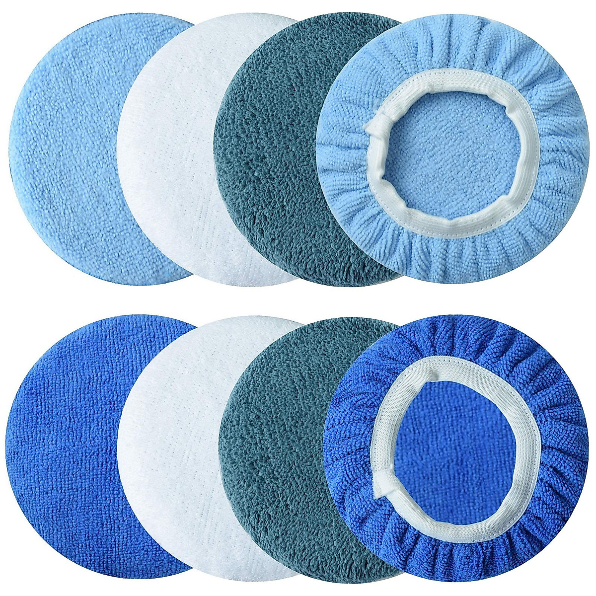 Buffer Bonnets for 5 to 6 inch, 8pcs Buffing Pads Bonnets, Polishing Bonnets 5-6 inch, Buffing Bonnets, Microfiber Bonnets, for 5-6inch Orbital Buffer Polisher (5-6inch-8pcs 4colors)