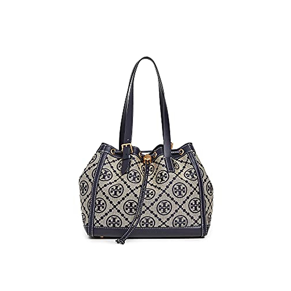 Tory Burch Women's T Monogram Jacquard Small Tote, Tory Navy, Blue, Print, One Size