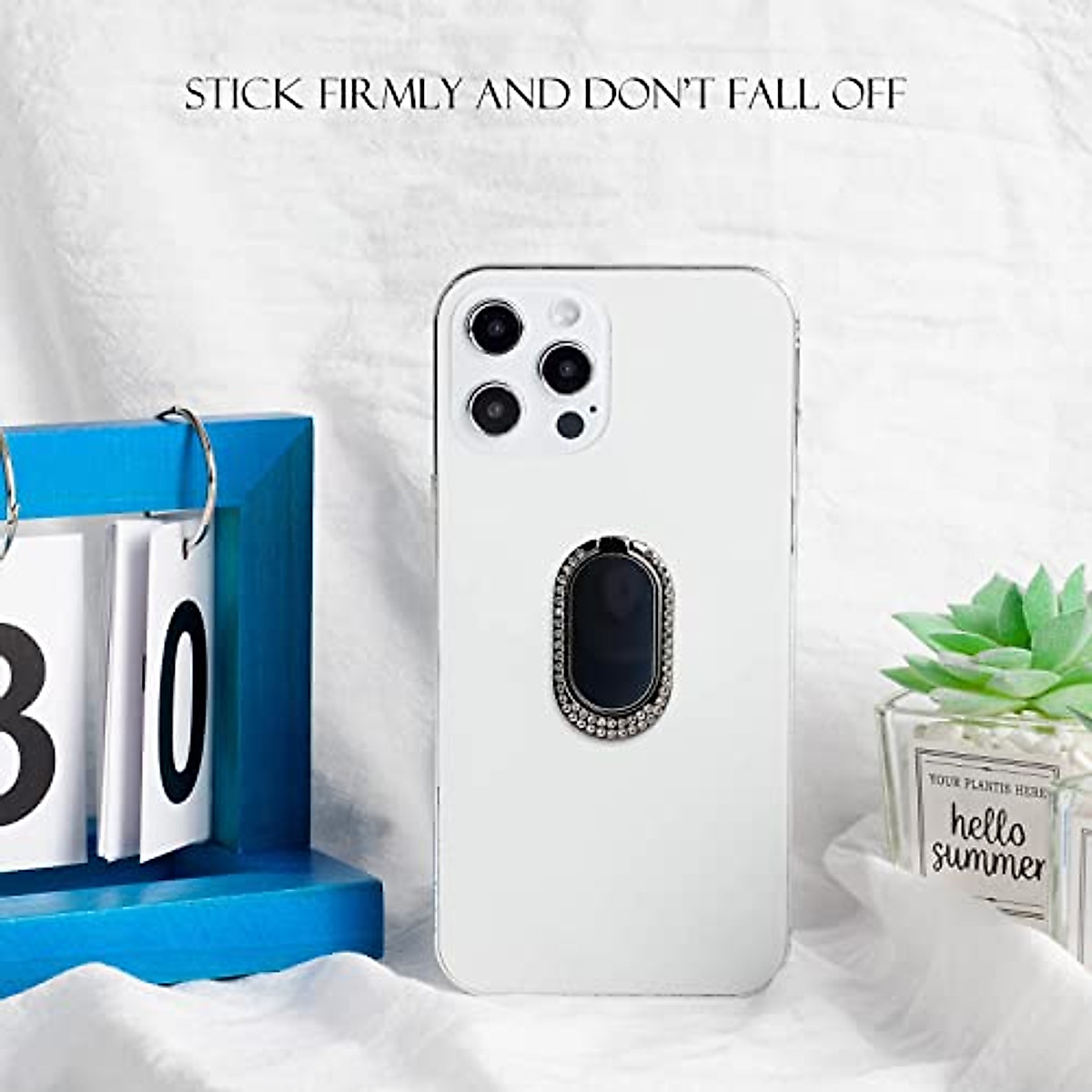 [2 Packs] Diamond-Encrusted Baked Enamel Glitter Bling Bling Phone Ring Holder, Sparkle Phone Ring Grip Artificial Diamond Stand,Rhinestone Cell Finger Ring for Phones,Pad