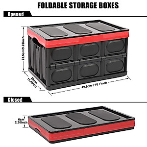 Senhuok 2 Pack Collapsible Storage Box 30L Folding Storage Bin with Lid Storage Container Shelf Basket Plastic Utility Crates Tote Clothes Toy Books Snack Shoe Grocery Storage Holder - Black