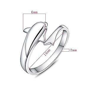 TomSunlight 925 Sterling Silver Dolphin Ring Finger Fashion Women Lady Ring Opening Adjustable gift