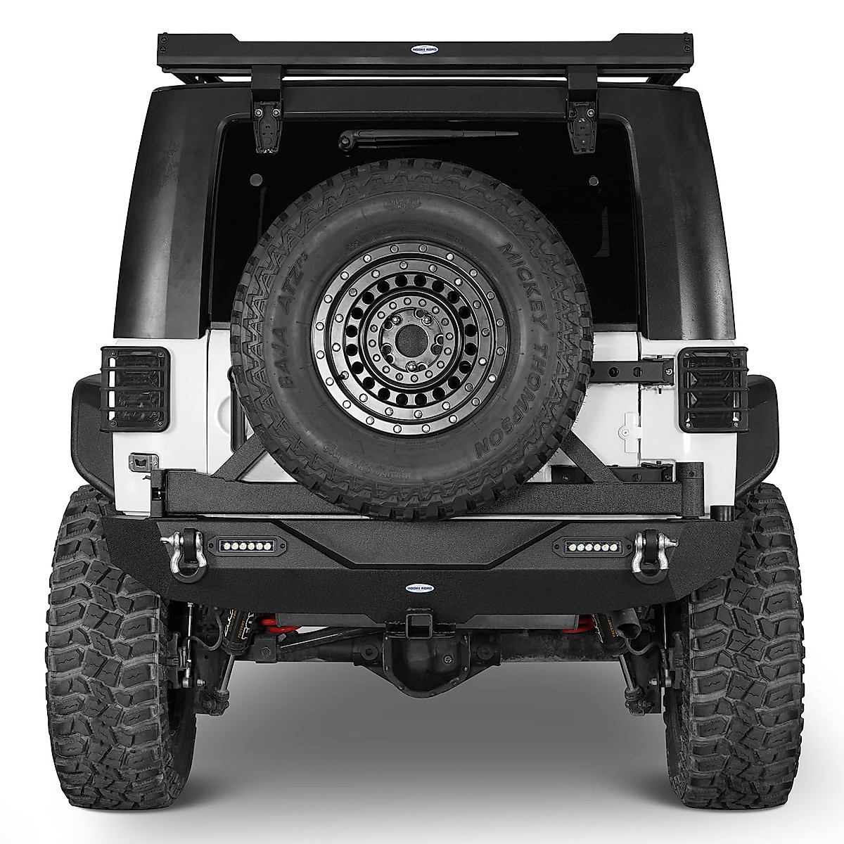 u-Box for Jeep Wrangler JK 07-18 Front and Rear Bumpers Combo w/Tire Carrier & Winch Plate & Hitch Receiver