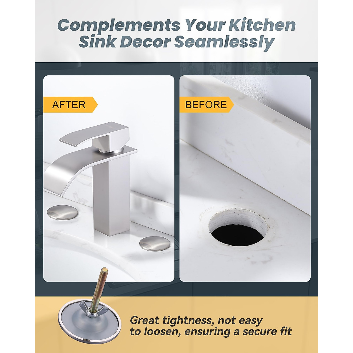 ALEASHA Kitchen Sink Hole Cover, Faucet Hole Cover for Kitchen Sink, Tap Hole Plate Stopper Cover Blanking Brass Metal Plug, Brushed Nickel