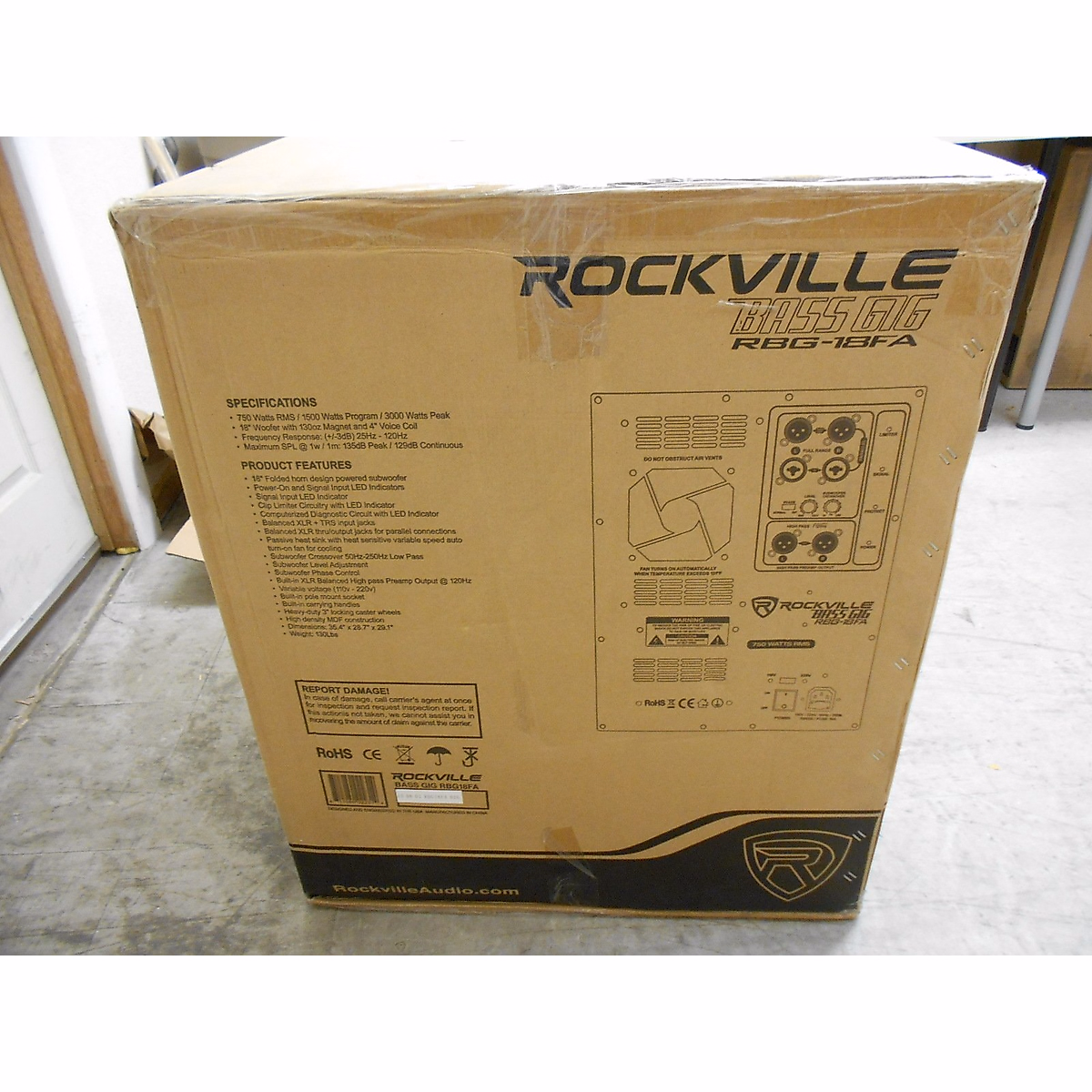 Rockville RBG18FA 18" 3000w Active Powered Pro Subwoofer Folded Horn PA/DJ Sub